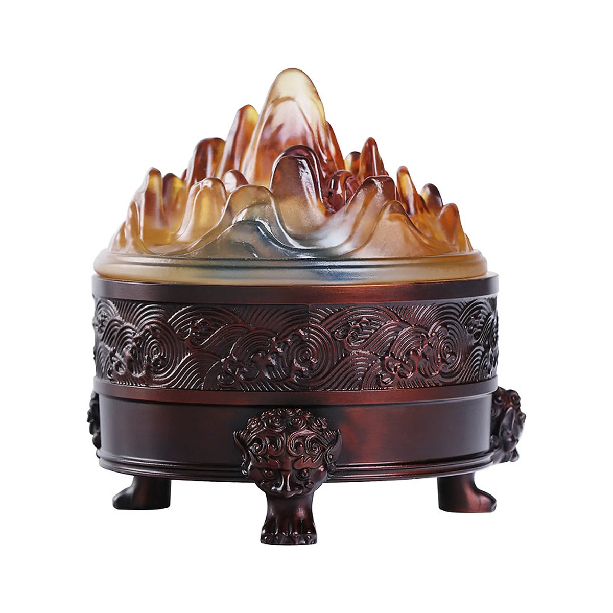 Three-Legged Suanni Brass and Glazed Boshan Incense Burner - NewZen